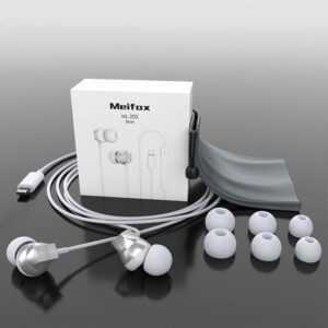 Meifox Lightning Earbuds for iPhone, Quad Dynamic Noise Reduction Driver Earphones, MFi Certified Wired Earbuds with Microphones, Headphones for iPhone 13/12/11/11 Pro/Max/X/XS Max/XR/8/7 （Silvery）