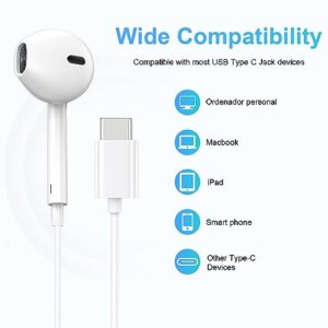 USB C Headphones 4 Pack, USB Type C Earbuds HiFi Stereo USB C Wired Earphones with Microphone Volume Control Compatible with Samsung Galaxy S23 S22 S21 Google Pixel 6 5 4XL/iPad Pro