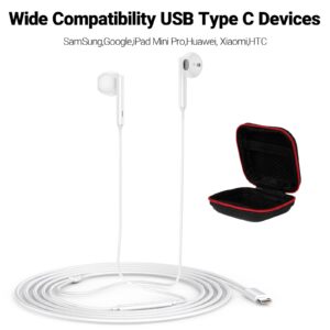 USB C Earbuds Wired Headphones for iPhone 15 Plus Samsung S24 S23 S22 A55 A54, USB Type C Earbuds with Micriphone Hi-fi DAC Volume Control for iPad Pro Air Galaxy Z Flip Fold 5 Pixel 8 7 6 OnePlus 12