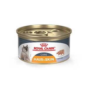 royal canin feline care nutrition hair & skin care loaf in sauce canned cat food, 3 oz can (24-count)