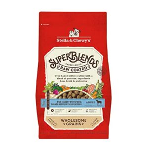 stella & chewy's superblends raw coated wholesome grains wild-caught whitefish & salmon recipe with superfoods, 3.5 lb. bag