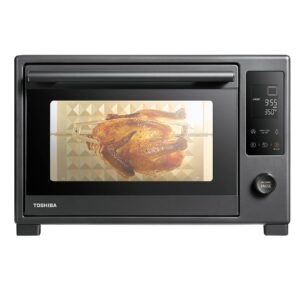 TOSHIBA Hot Air Convection Toaster Oven, Extra Large 34QT/32L, 9-in-1 Cooking Functions, Crispy Grill, Dehydrate, Rotisserie, 6 Accessories Included, 1650W, Black Stainless Steel