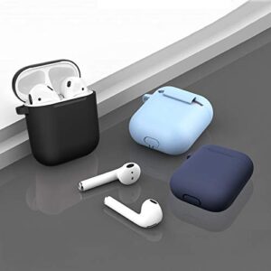 Compatible with AirPods Case Cover Silicone Protective Skin for Airpods Case 2&1 (2 Pack) Black/Navy Blue