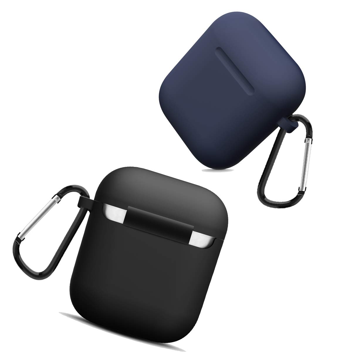 Compatible with AirPods Case Cover Silicone Protective Skin for Airpods Case 2&1 (2 Pack) Black/Navy Blue