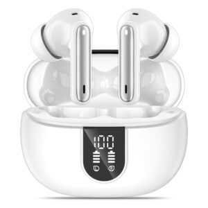 wireless earbuds, bluetooth 5.3 headphones 40hrs playtime deep bass stereo in-ear earbud, led power display, call noise canceling headphones with mic, ip7 waterproof earphones for iphone android