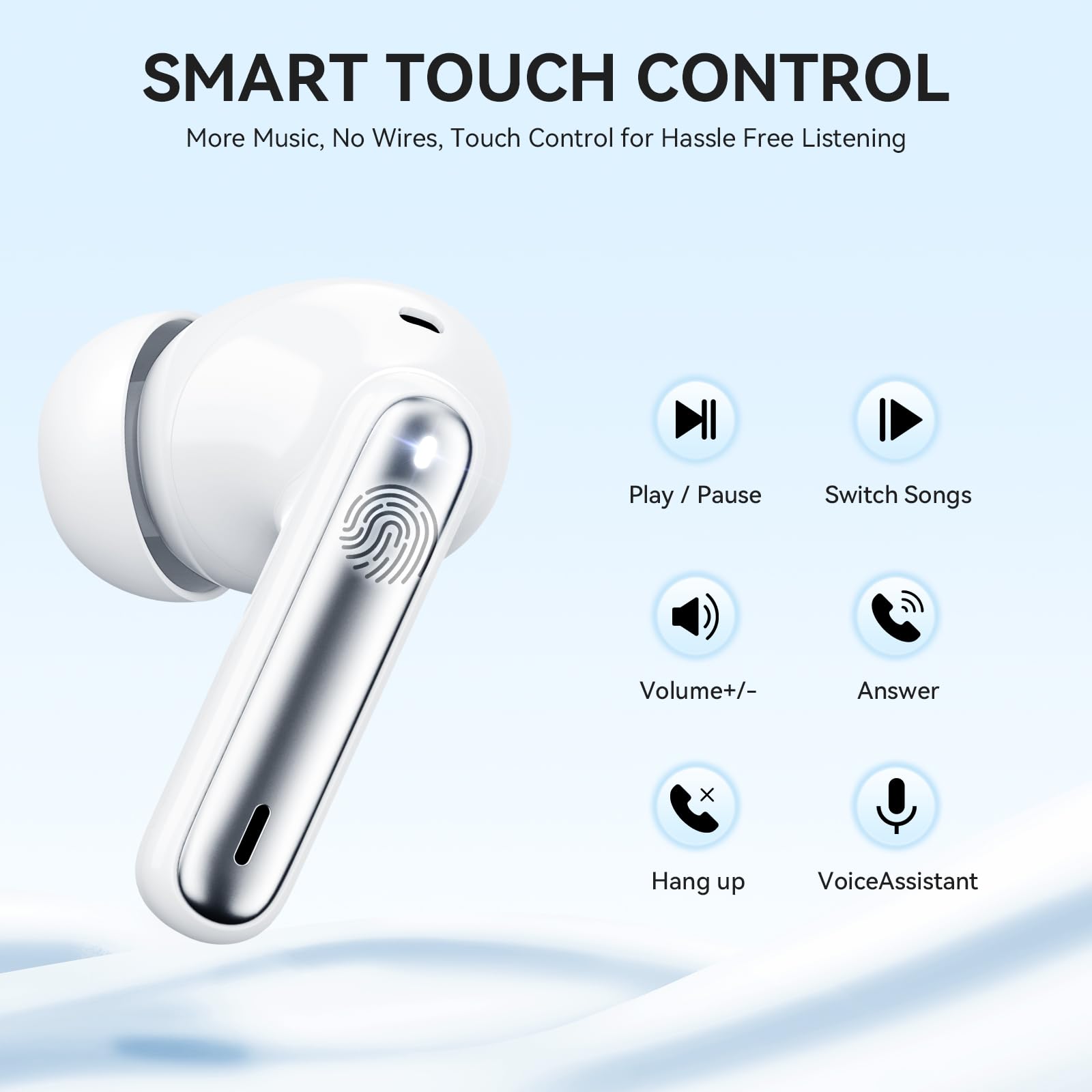 Wireless Earbuds, Bluetooth 5.3 Headphones 40Hrs Playtime Deep Bass Stereo in-Ear Earbud, LED Power Display, Call Noise Canceling Headphones with Mic, IP7 Waterproof Earphones for iPhone Android