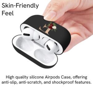 Custom Monogram Airpods Case with Keychain - for AirPods 1/2 / 3 / Pro/Pro 2 - Shockproof Silicone Initials Airpods Case, Gift for her, Women's Unique Personalized Floral Flower Airpod Case Cover