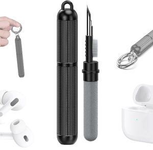 cleaner kit for airpods cleaner, multi-function cleaning kit pen with soft brush flocking sponge for airpods pro 1 2 3 bluetooth headphone case cleaning tools, 1 pack with keychain