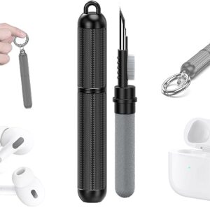 Cleaner Kit for AirPods Cleaner, Multi-Function Cleaning Kit Pen with Soft Brush Flocking Sponge for Airpods Pro 1 2 3 Bluetooth Headphone Case Cleaning Tools, 1 Pack with Keychain