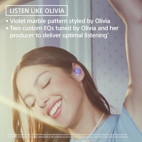 Sony LinkBuds S x Olivia Rodrigo, Truly Wireless Noise Canceling Earbud Headphones, Bluetooth Ear Buds Compatible with iPhone and Android, Violet