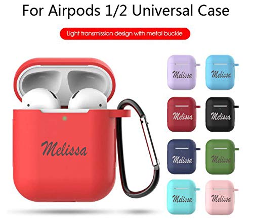 VRW Custom Airpod Case with Keychain,Silicone case for AIrpod, Custom Name Airpod case Airpods Charging Cover Skin,For Airpod 1and 2(Not For The Pro Version)