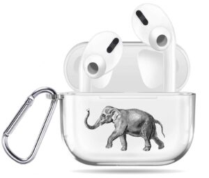 elephant case for airpods 2 pro with keychain protective clear sketch case with carabiner for airpods 3 ap11