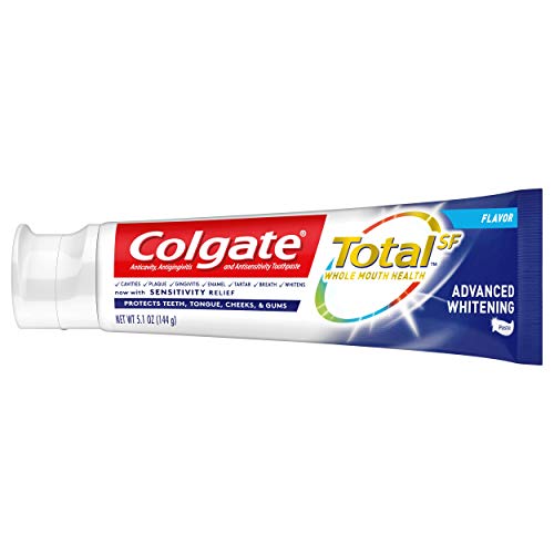 Colgate Colgate Total Advanced Whitening Toothpaste with Fluoride, Multi Benefit Toothpaste with Sensitivity Relief and Cavity Protection - 5.1 ounce (2 Pack), 5.1 Ounce (Pack of 2), 10.2 Ounce