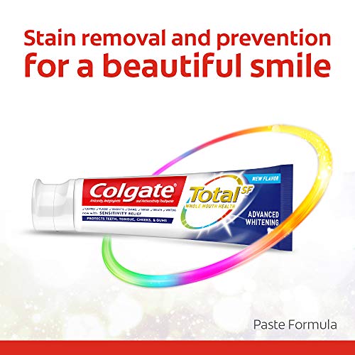 Colgate Colgate Total Advanced Whitening Toothpaste with Fluoride, Multi Benefit Toothpaste with Sensitivity Relief and Cavity Protection - 5.1 ounce (2 Pack), 5.1 Ounce (Pack of 2), 10.2 Ounce