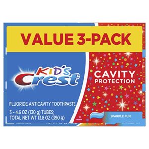 crest kid's cavity protection toothpaste (children and toddlers 2+), sparkle fun, 4.6 oz (pack of 3)