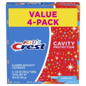 crest kids cavity protection toothpaste, sparkle fun flavor, 4.6 oz 4 pack