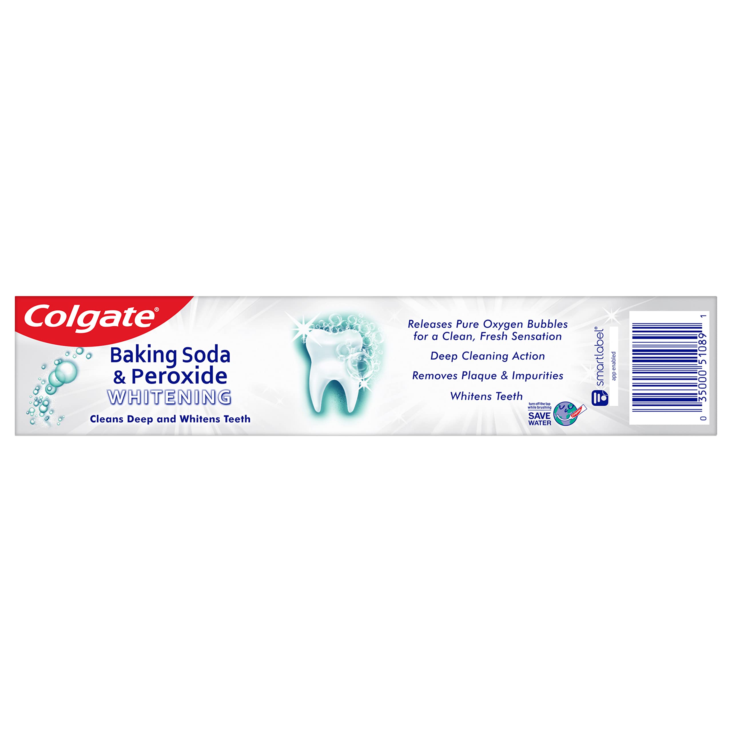 Colgate Baking Soda and Peroxide Toothpaste Gel, Whitening Baking Soda Toothpaste, Frosty Mint Flavor, Whitens Teeth, Fights Cavities and Removes Surface Stains for Whiter Teeth, 6 Pack, 6 Oz Tubes