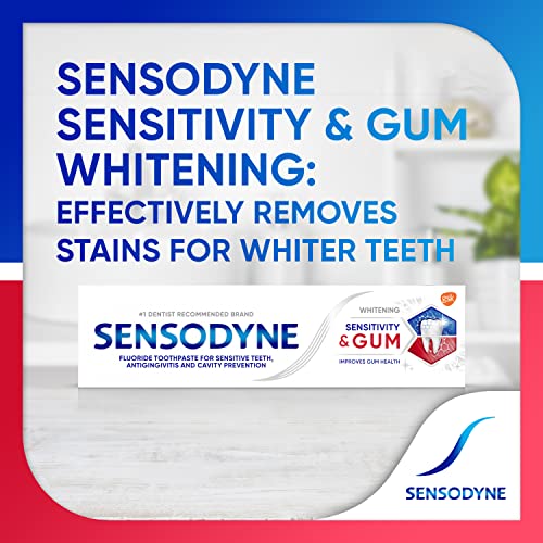 Sensodyne Sensitivity & Gum Whitening Toothpaste, Toothpaste for Sensitive Teeth & Gum Problems, 3.4 Ounces (Pack of 3)