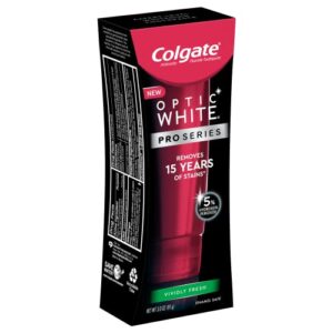 Colgate Optic White Pro Series Whitening Toothpaste with 5% Hydrogen Peroxide, Vividly Fresh, 3 Oz Tube