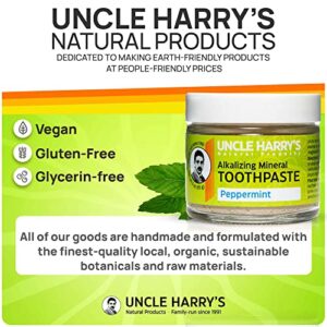 Uncle Harry's Peppermint Remineralizing Toothpaste | Natural Whitening Toothpaste Freshens Breath & Promotes Enamel | Vegan Fluoride Free Toothpaste (4 Pack)