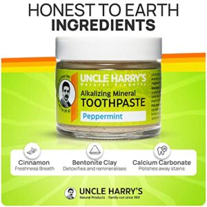 Uncle Harry's Peppermint Remineralizing Toothpaste | Natural Whitening Toothpaste Freshens Breath & Promotes Enamel | Vegan Fluoride Free Toothpaste (4 Pack)