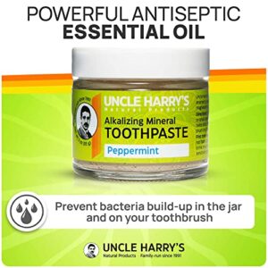 Uncle Harry's Peppermint Remineralizing Toothpaste | Natural Whitening Toothpaste Freshens Breath & Promotes Enamel | Vegan Fluoride Free Toothpaste (4 Pack)