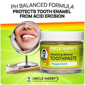 Uncle Harry's Peppermint Remineralizing Toothpaste | Natural Whitening Toothpaste Freshens Breath & Promotes Enamel | Vegan Fluoride Free Toothpaste (4 Pack)