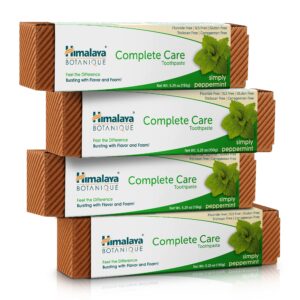 himalaya botanique complete care toothpaste, herbal, peppermint flavor, fights plaque, freshens breath, fluoride free, no artificial flavors, sls free, cruelty free, foaming, 5.29 oz, 4 pack