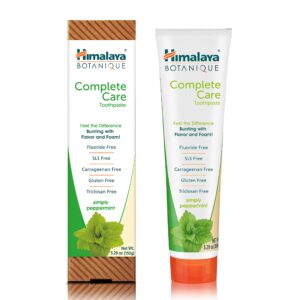 Himalaya Botanique Complete Care Toothpaste, Herbal, Peppermint Flavor, Fights Plaque, Freshens Breath, Fluoride Free, No Artificial Flavors, SLS Free, Cruelty Free, Foaming, 5.29 Oz, 4 Pack