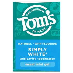 Tom's of Maine Natural Simply White Fluoride Toothpaste, Sweet Mint, 4.7 oz. 3-Pack (Packaging May Vary)