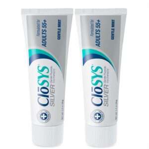 CloSYS Silver Fluoride Toothpaste for Adults 55+, 3.4 Ounce (Pack of 2), Gentle Mint, Travel Size, TSA Compliant, pH Balanced, Enamel Protection, Sulfate Free