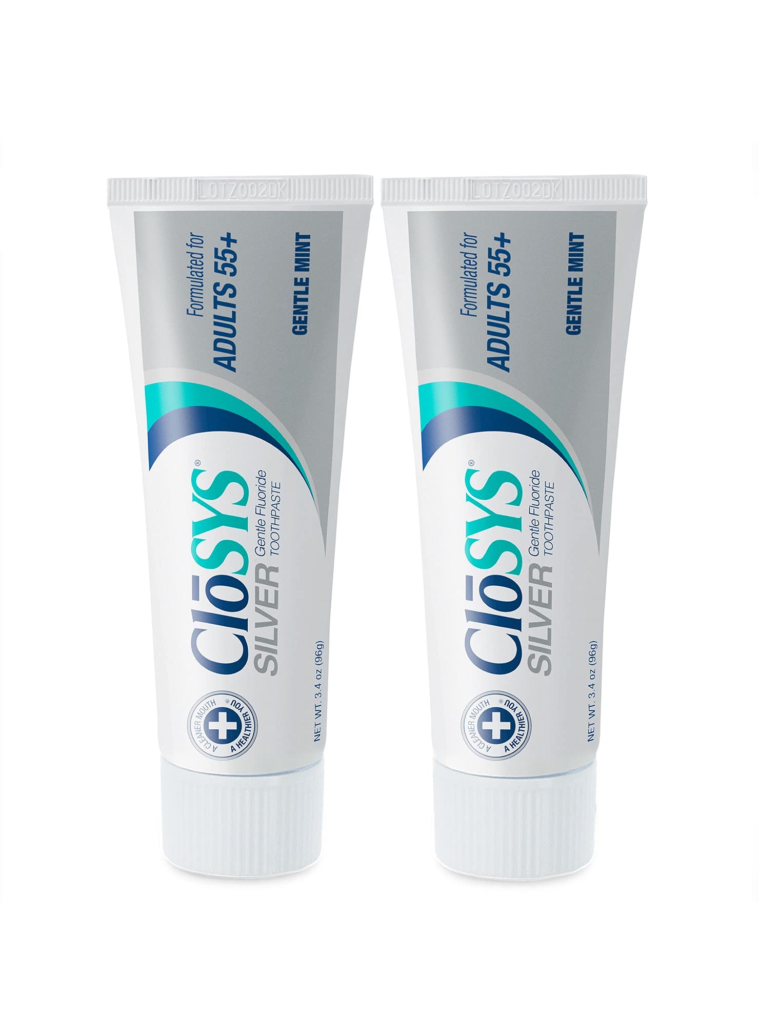 CloSYS Silver Fluoride Toothpaste for Adults 55+, 3.4 Ounce (Pack of 2), Gentle Mint, Travel Size, TSA Compliant, pH Balanced, Enamel Protection, Sulfate Free