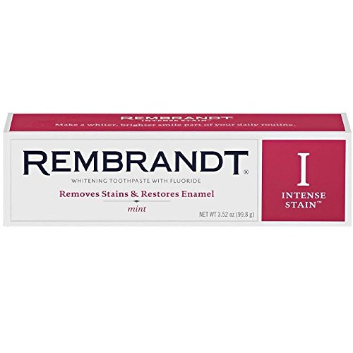 REMBRANDT Intense Stain Whitening Toothpaste With Fluoride, Removes Tough Stains, Rehardens And Strengthens Enamel, 3.5 Ounce - (Pack of 2)