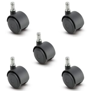 caster hq | self-braking 50mm office chair casters (aka compression chair casters) | 5 piece | 375 lb capacity per set