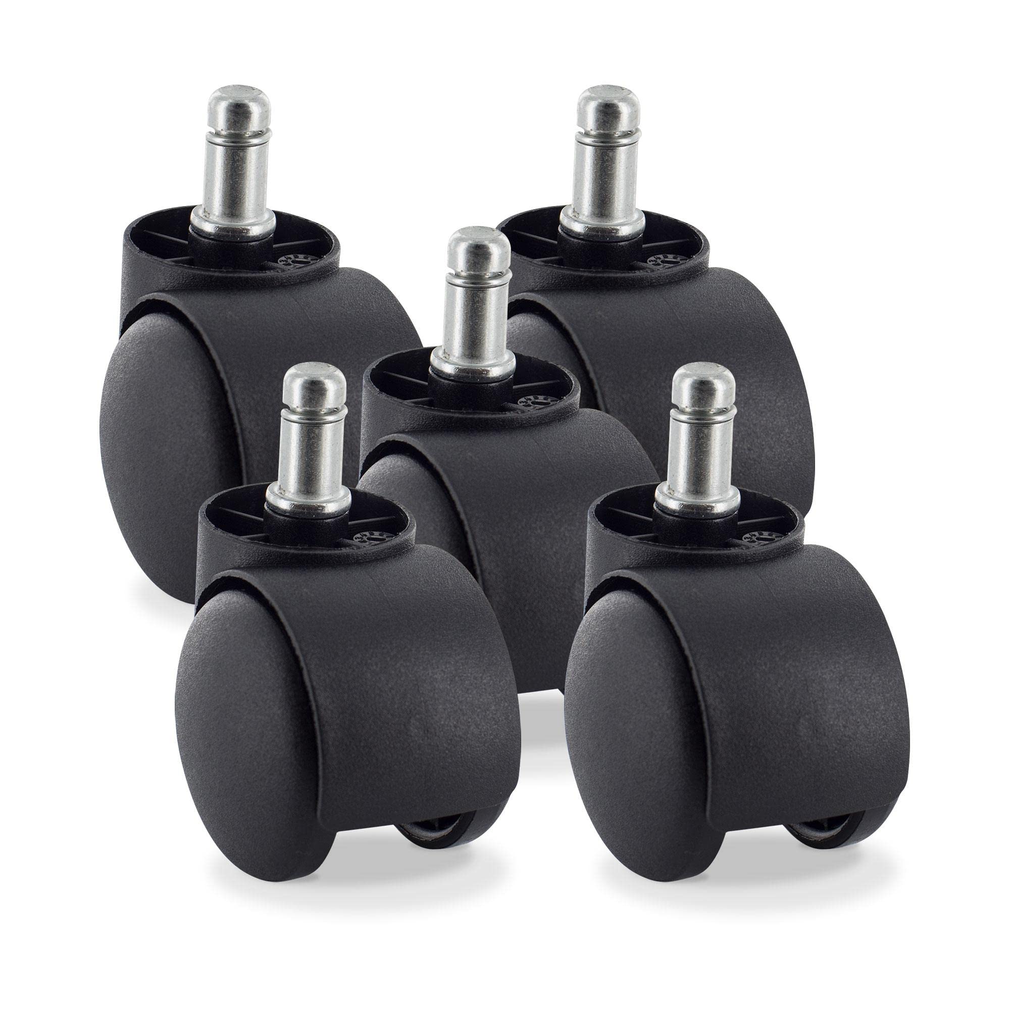 Outwater's Office Chair Replacement Caster Wheels | Nylon Material with Universal Stem/Grip Neck Stem 7/16" X 7/8th" | Set of 5