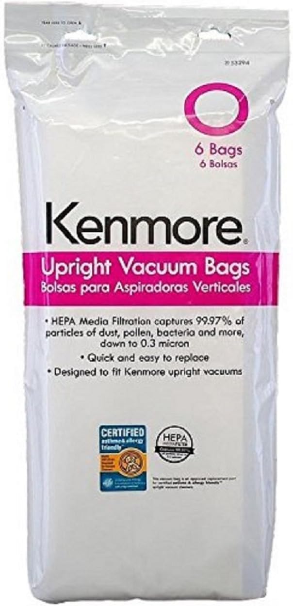 Kenmore 53294 6 Pack Type O HEPA Vacuum Bags for Upright Vacuums