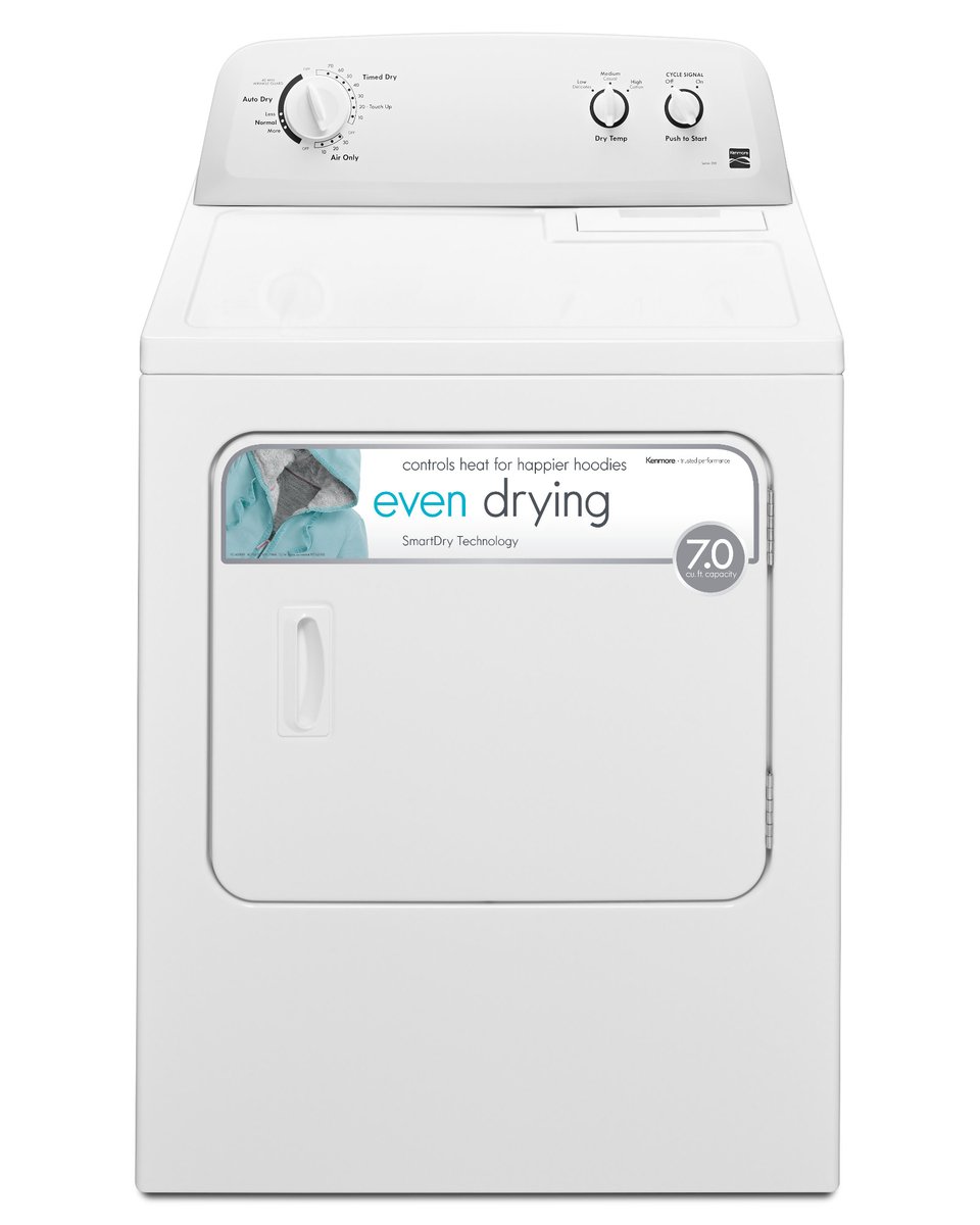 Kenmore 29" Front Load Gas Dryer with Wrinkle Guard and 7.0 Cubic Ft. Total Capacity, White