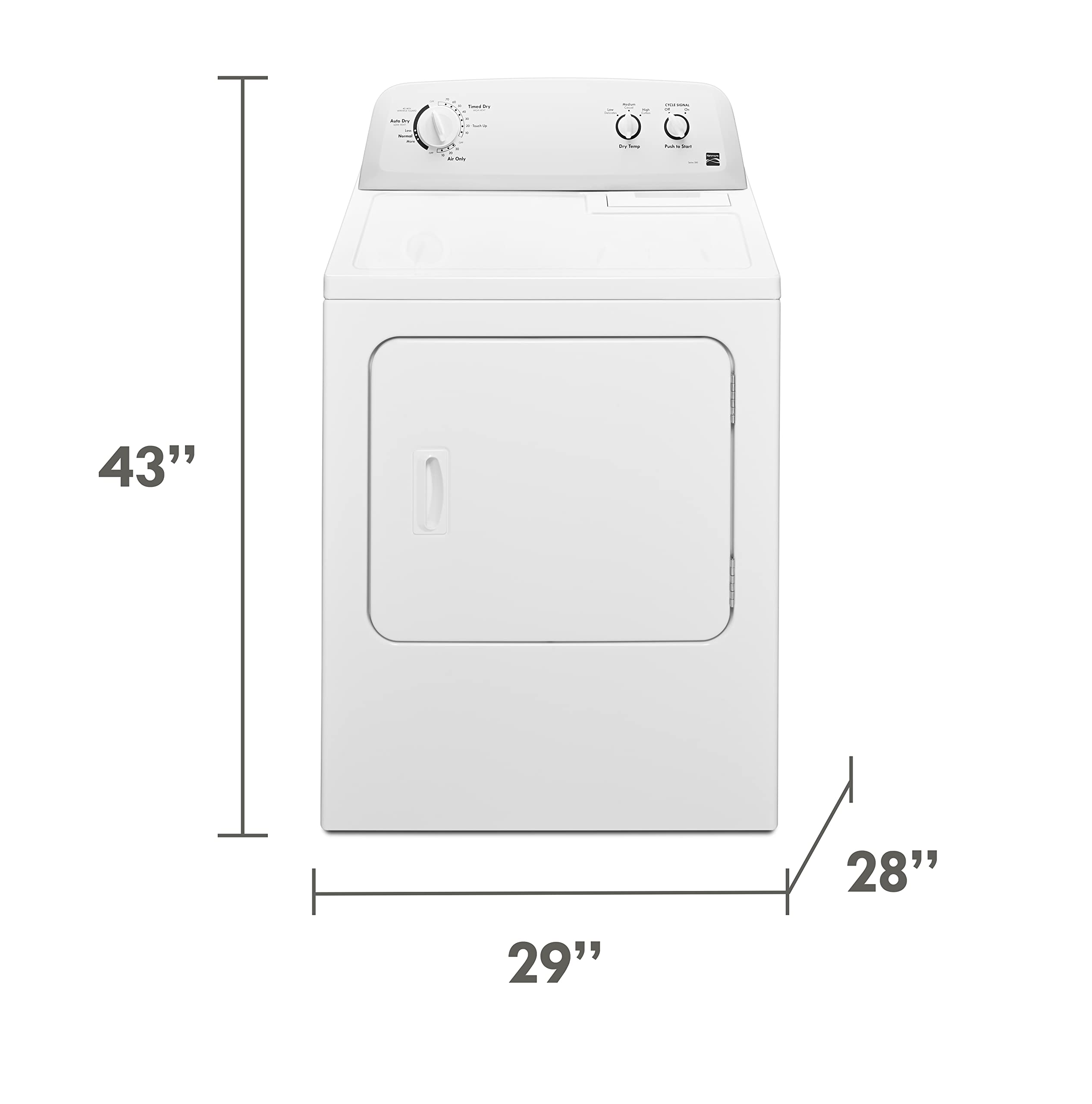 Kenmore 29" Front Load Gas Dryer with Wrinkle Guard and 7.0 Cubic Ft. Total Capacity, White