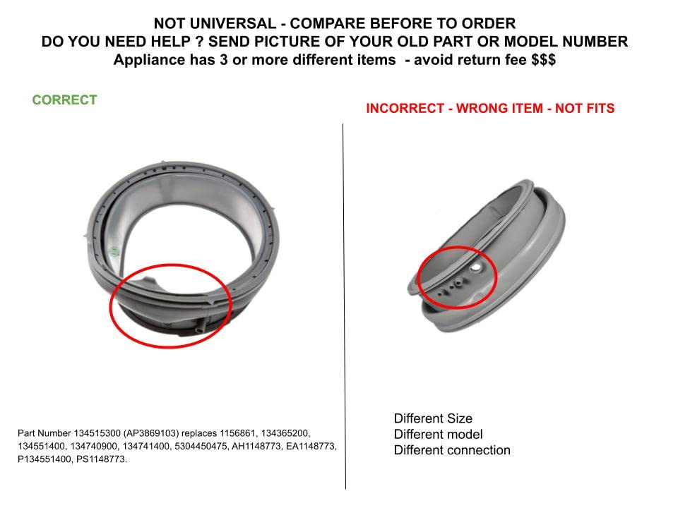 GLOB PRO SOLUTIONS EAP1148773-PD00000224 Washer Bellow Door & Tub Boot Seal Kit 19". Diameter Replacement for/compatible with Frigidaire brands include Kenmore White Westinghouse Crosley Heavy DUTY