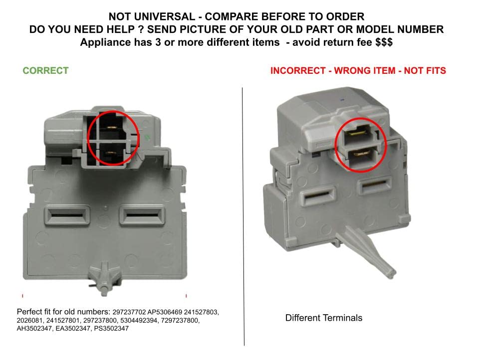 GLOB PRO SOLUTIONS 5304492394 7297237800 CKD2416 Refrigerator Compressor Start Relay 2" Length Approx. Replacement for and Compatible with Frigidaire Electrolux Kenmore White Westinghouse Heavy Duty