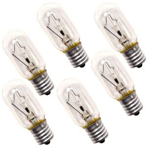 hqrp 6-pack microwave light bulb t8 40w incandescent e17 base for ovens under hood stove top range compatible with whirlpool 8206232a ge lg frigidaire kenmore, 130v, dimmable, 3200k warm white