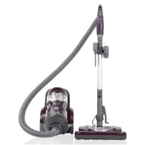 kenmore friendly lightweight bagless compact canister vacuum with pet powermate, hepa, extended telescoping wand, retractable cord and 2 cleaning tools, eggplant