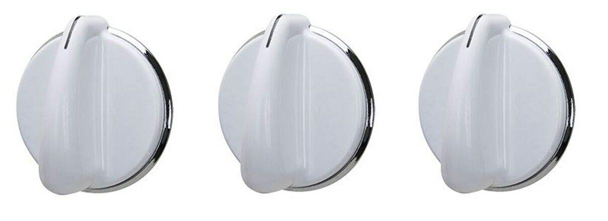 Replacement for (3) Washer Knob for GE Kenmore White Silver Control