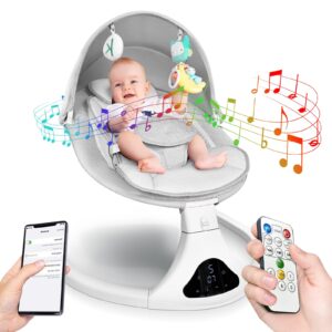 riviplou baby swing for infants,electric portable baby swing, bluetooth infant swing for newborn with 5 speeds,remote control, indoor & outdoor use - perfect for 0-9 months