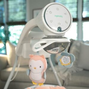 Ingenuity InLighten 5-Speed Baby Swing - Swivel Infant Seat, 5 Point Safety Harness, Nature Sounds, Lights - Nally Owl