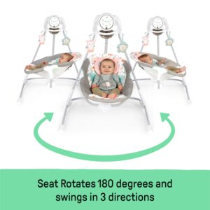 Ingenuity InLighten 5-Speed Baby Swing - Swivel Infant Seat, 5 Point Safety Harness, Nature Sounds, Lights - Nally Owl