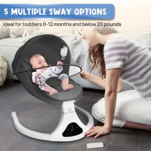 Baby Swing for Infants | Electric Bouncer for Babies,Portable Swing for Baby Boy Girl,Baby Rocking Seat with Remote Control Indoor Baby Rocker with 5 Sway Speeds,12 Music and Bluetooth,Black