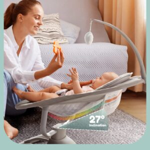 Daming Baby Swings for Infants, Portable Electric Mobile Gentle Gliding, Plug/Battery Power Up, 3 Speed 8 Melodies, for Newborn Baby Boys Girls 0-6 Months, Remote Control Included