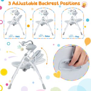 BABY JOY Baby Swing, Portable Baby Rocker with 5 Swing Speeds, 3-Position Adjustable Backrest, 3 Timer Settings, 12 Melodies & 5 Natural Sounds, Electric Compact Baby Swings for Infants