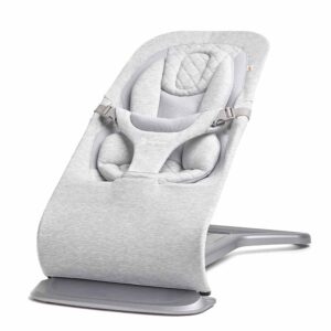 ergobaby evolve 3-in-1 bouncer, adjustable multi position baby bouncer seat, fits newborn to toddler, light grey